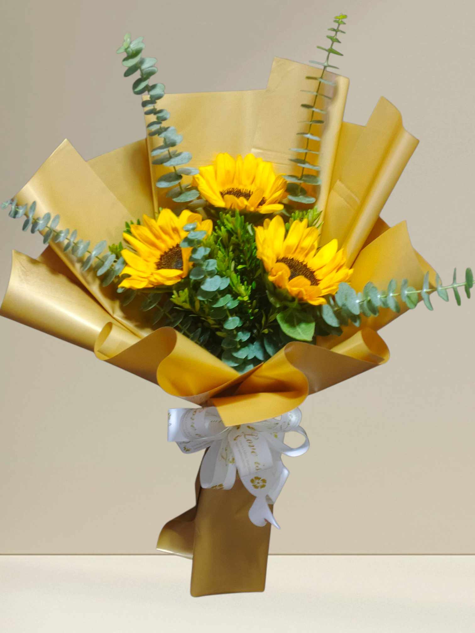 3pcs. Sunflowers with Eucalyptus – Online Flower Express